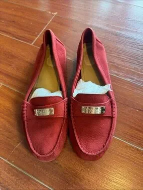Coach | Shoes | Coach Red Suede Womens Loafer Flats With Rose Gold ...